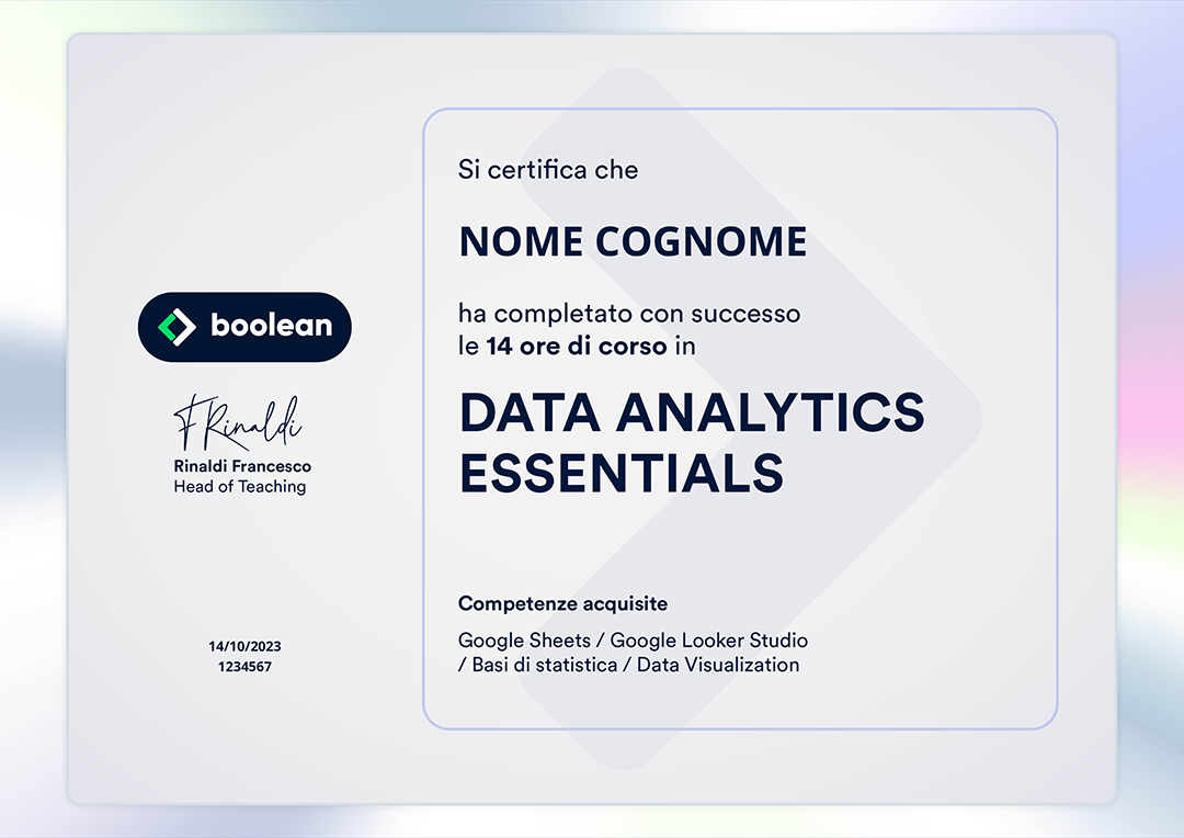 Boolean | Corso On-demand Data Analytics Essentials